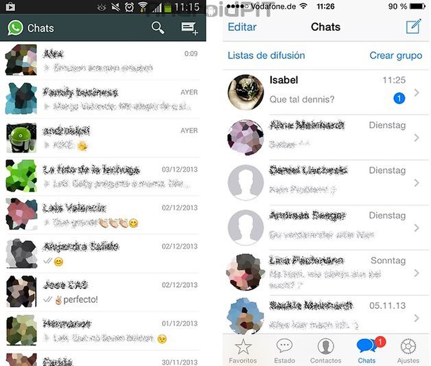 iOS vs. Android - Diferencias en el diseño de WhatsApp | AndroidPIT iOS vs. Android - Diferencias en el diseño de WhatsApp | AndroidPIT